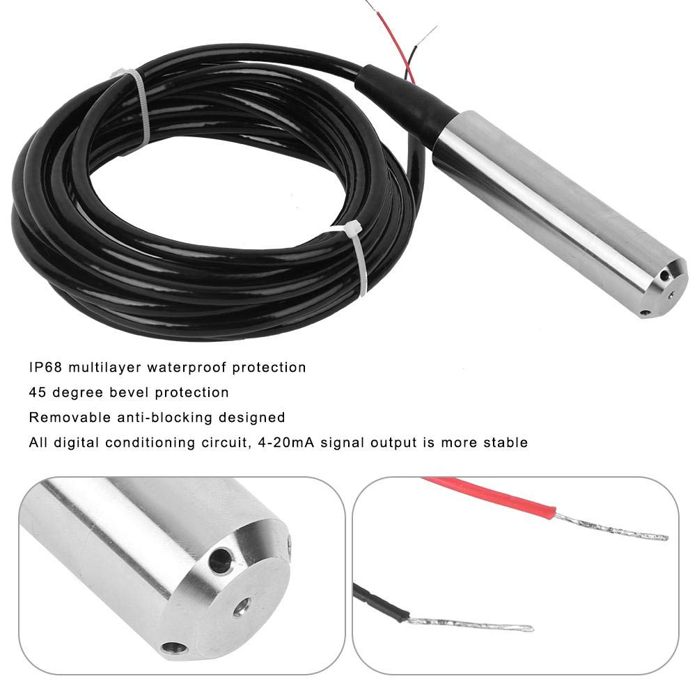 Liquid Level Sensor, TL-136 Liquid Level Transmitter Water Level Sensor Detector 12-32VDC 4-20mA Signal Output(Measuring Range 0-1m)