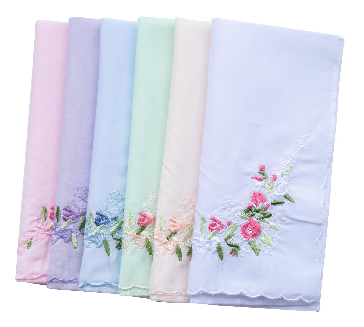 La closure Vintage Floral Cotton Embroidered Ladies Handkerchiefs 3PCS