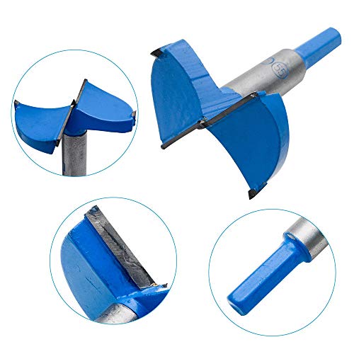 TOOLSTAR Forstner Drill Bits, Boring Carbide Drill Bits 60mm Blue Woodworking Hole Saw Power Rotary Cutting Tool for Wood Plastic Plywood (Pack of 1)
