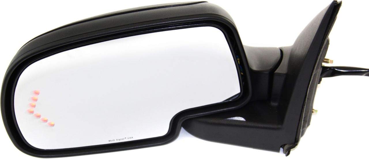 Kool Vue Left Power Heated Mirror Compatible With Chevrolet Silverado 1500 2003-2006 Manual Fold With Signal Light & Puddle Lamp; Without Blind Spot, Memory & Auto-Dimming with 2 Caps Extended Cab