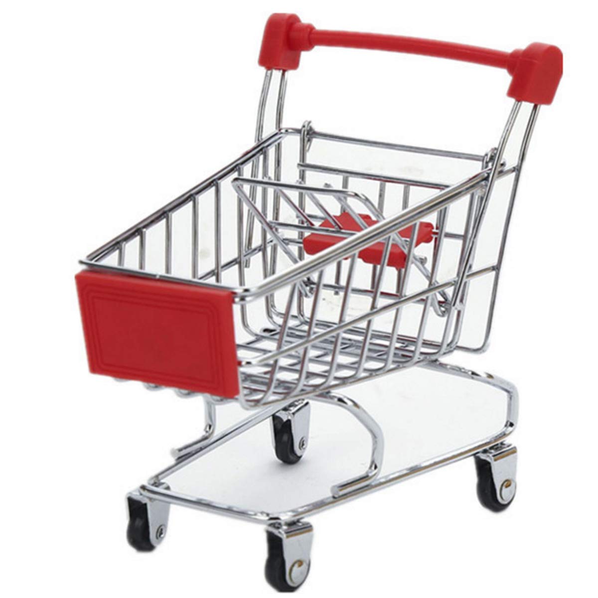 Mini Supermarket Handcart,4 Pack Supermarket Handcart Shopping Utility Cart Mode Storage Toy (Pink,Yellow,Red,Blue)