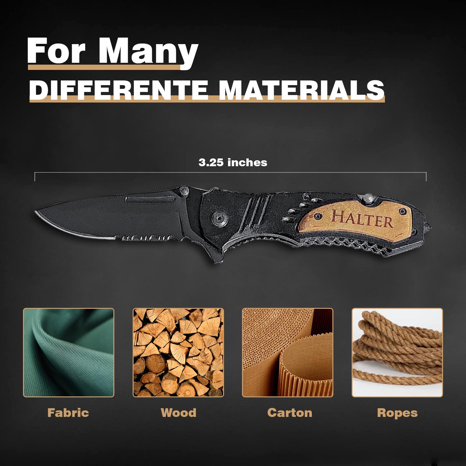 Krezy Case Personalized Knife For Men Engraved, Custom Pocket Knife With Wood Box, Folding Knife For Men, Black 3 Mm Thick Stainless Steel Blade Pocket Knife, Gift For Him