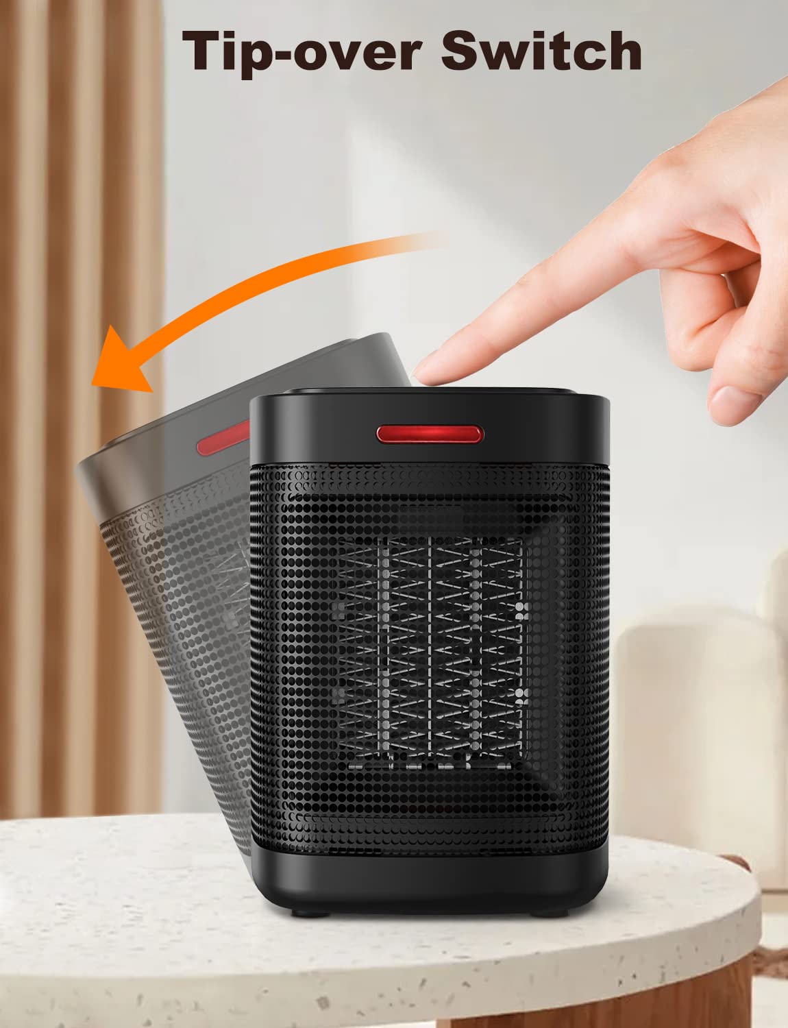 Space Heater, 500W Small Space Heater for Indoor Use, Ceramic Personal Heater with Overheating & Tip-Over Protection, Mini Quiet Desk Heater for Home Office Bedroom