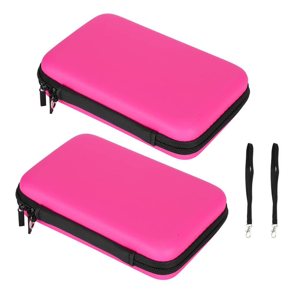 Shanrya Double‑Layer Nylon Compartments Versatility EVA Material Game Consoles Storage Bag Storage Bag for Home Office 3DS 3DS LL(Pink)