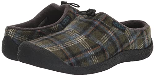 KEEN Men's Howser 3 Slide Comfy Durable Slippers, Green Plaid/Black, 11.5