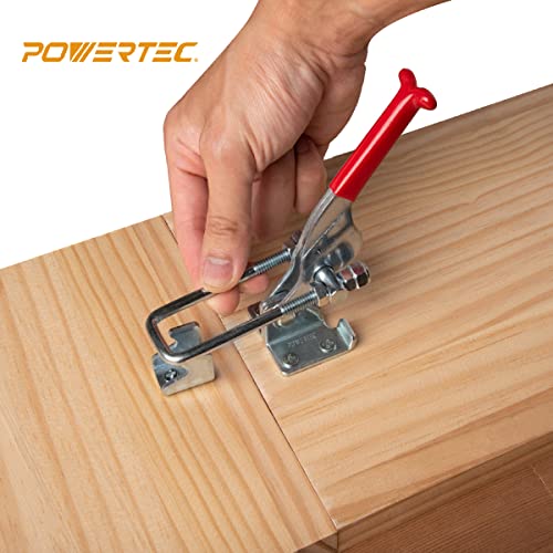 POWERTEC 2PK Toggle Clamp, 700 lbs Holding Capacity, 431 Adjustable U Bolt Latch w/Antislip Hand Grip for Woodworking Jigs & Fixtures, Smoker, Tire Carrier, Tool Box, Cabinet, Truck (20307-P2)