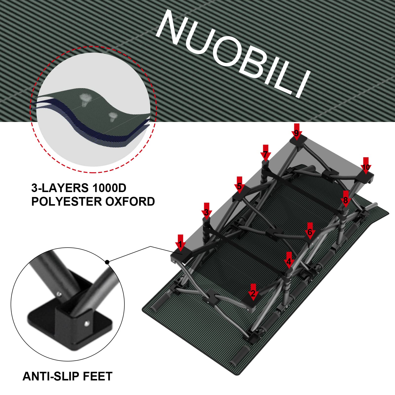 NUOBILI Camping Cot for Adults Comfortable, Tent Folding Cot for Sleeping, Lightweight Folding Bed with Carry Bag for Kids Supports 450 Lbs, Office Nap and Beach Vocation