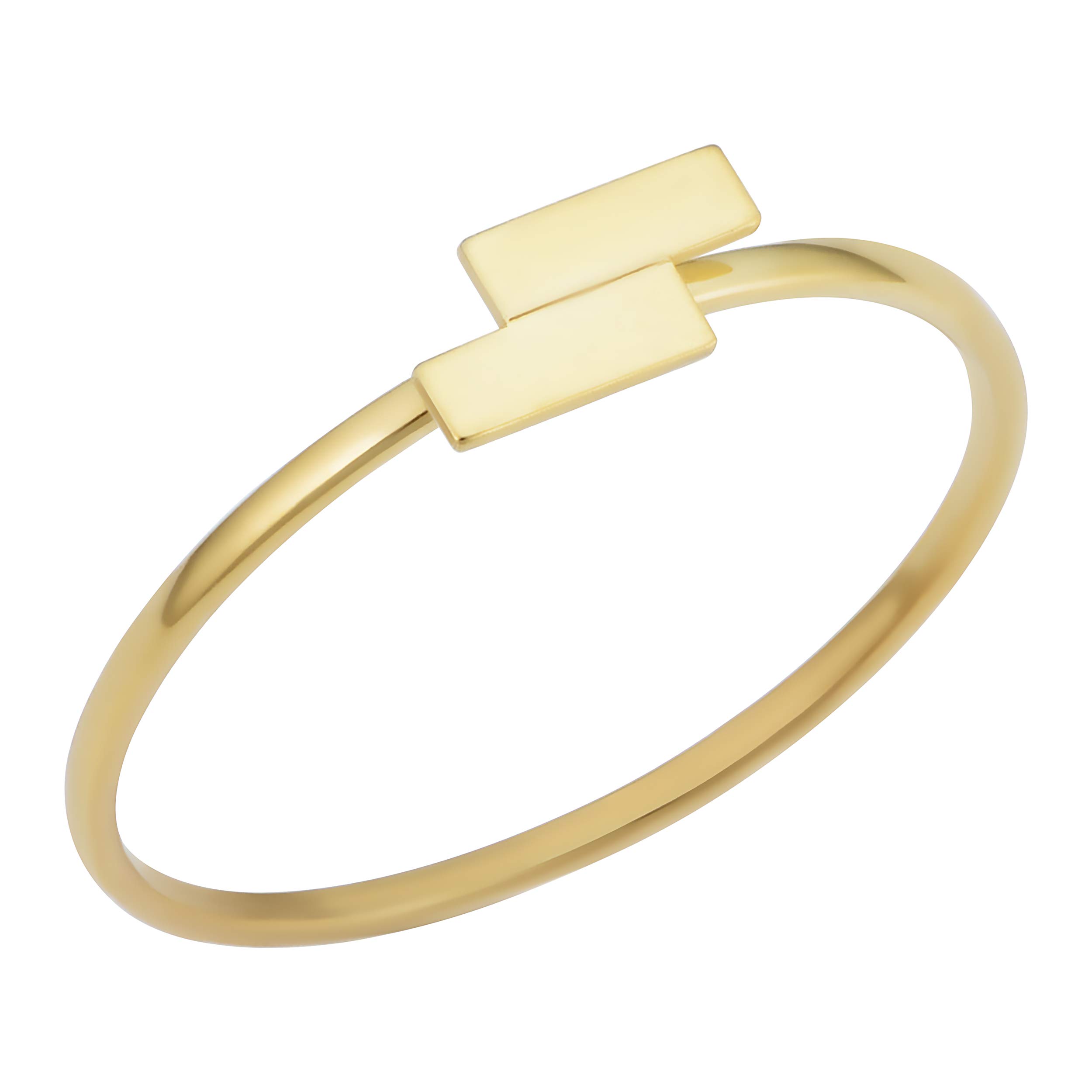 Kooljewelry 14k Yellow Gold Minimalist Double Bar Ring (size 8)