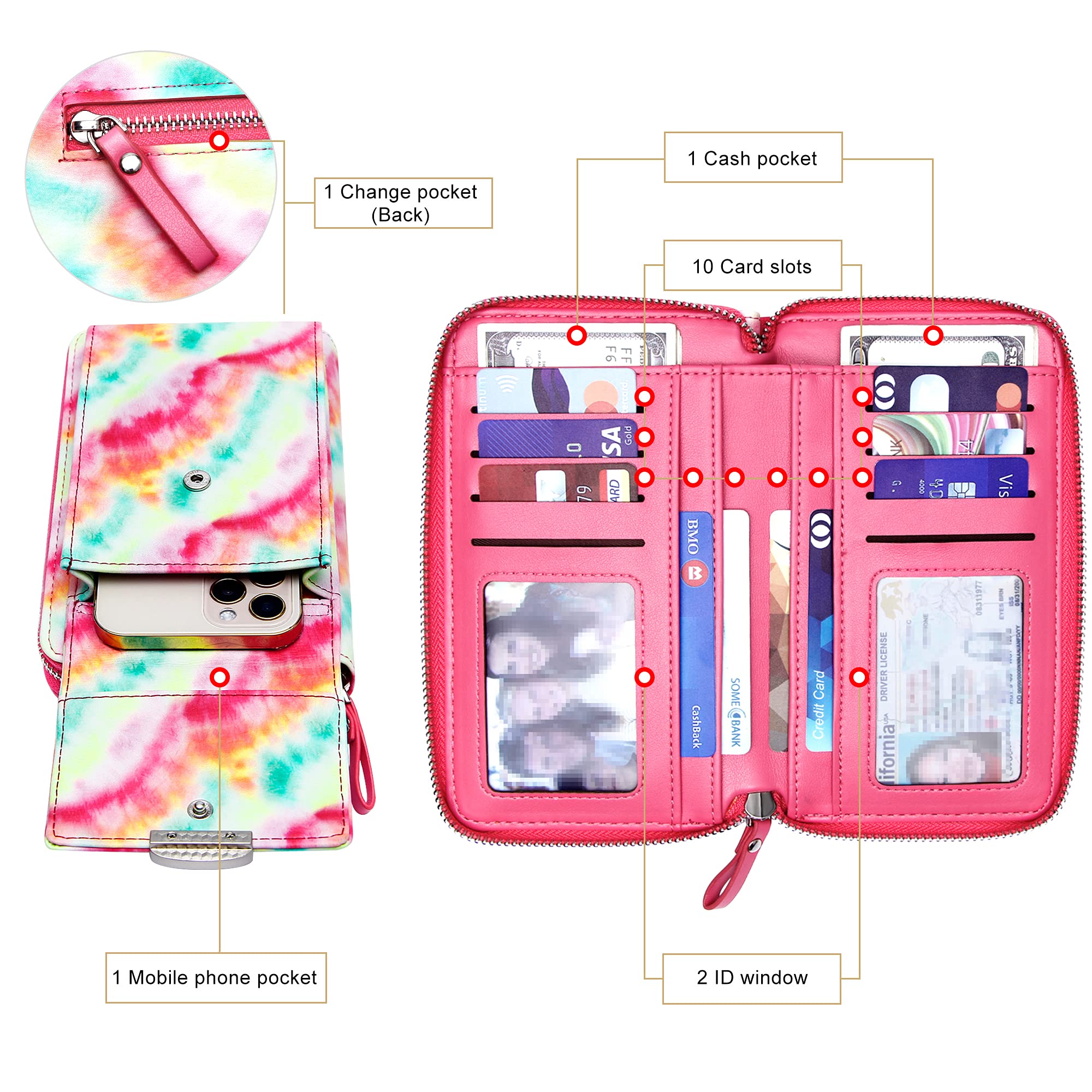 OIDERY Small Crossbody Phone Bags Cellphone Wallet Purse for Women with Credit Card Slots