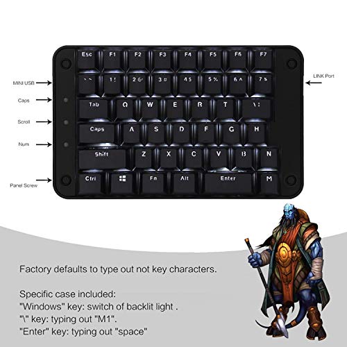 Koolertron Gateron Red Switches Programmable Gaming Keypad, Mechanical Gaming Keyboard with 43 Programmable Keys, Single-Handed Keypad Macro Setting (Gateron Red Switche)