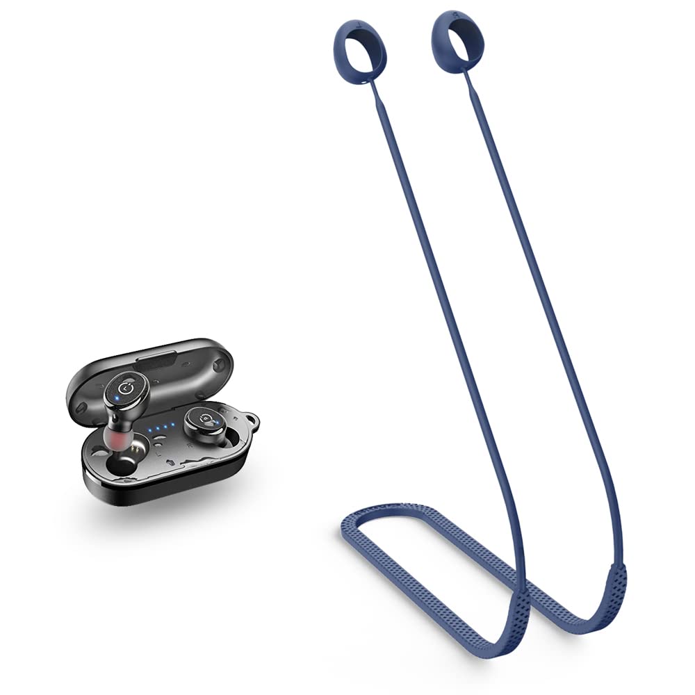 smaate Anti-Lost Strap Compatible with TOZO T10 Earbuds, Soft Silicone Cord for Sports, Blue