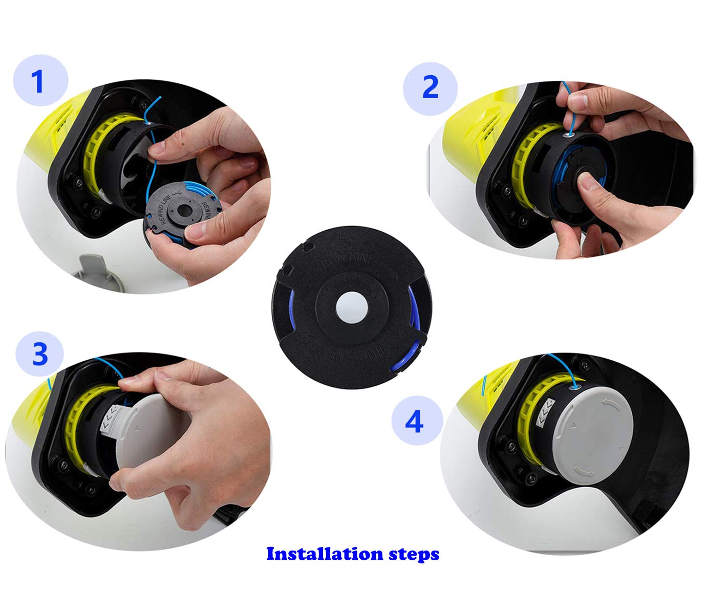 LEIMO KPARTS 0.065 String Trimmer Spool Line for Ryobi One+ AC14RL3A, 0.065" Autofeed Replacement Spools for Ryobi 18V, 24V, and 40V Cordless Trimmers (12 Pack)