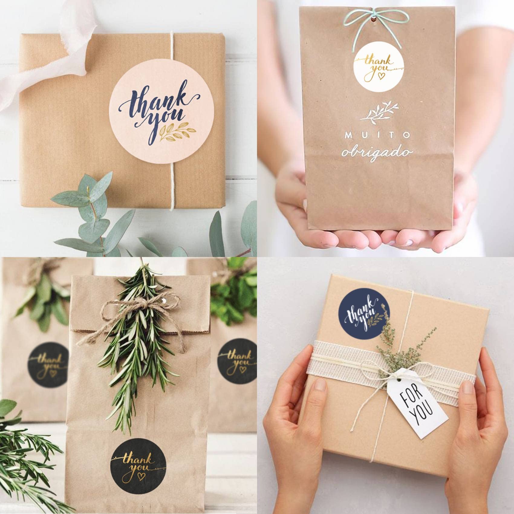 Thank You Stickers Roll - 500 Pcs 1.5 Inch 4 Patterns Hot Stamping Thank You Sticker Labels for Envelope Seals, Gift Packing, and Business