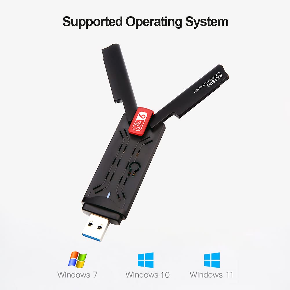 WiFi 6 Adapter USB 3.0 Free Driver, COSULAN AX1800 Wireless Network Adapter Dual Band 5GHz/2.4GHz with MU-MIMO/OFDMA/WPA3 Protocol, 1800Mbps WiFi 6 Network Card for Desktop Laptop PC Windows 7/10/11