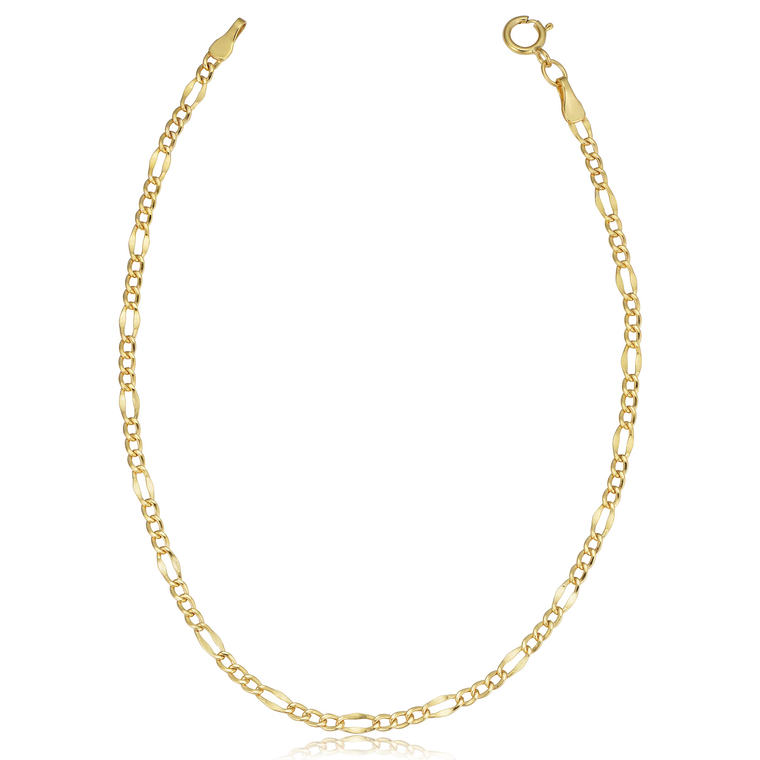 Kooljewelry 10k Yellow Gold Figaro Link Bracelet for Women (2.3 mm, 7.5 inch)