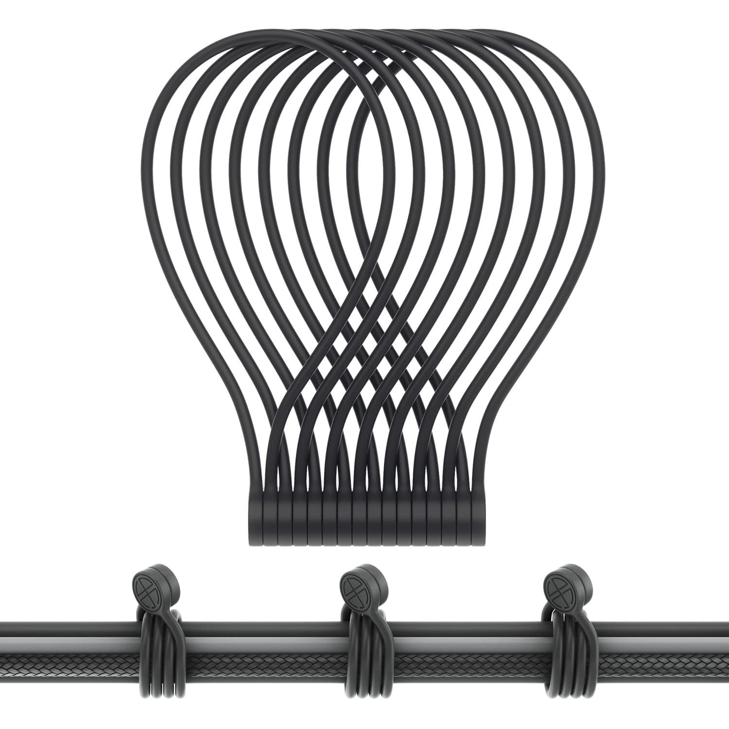 Magnetic Twist Ties, Reusable Silicone Cable Ties with Strong Magnet for Bundling and Organizing,Cord Wrap Clip Straps for Home or Office (Carbon Black-16 Packs)