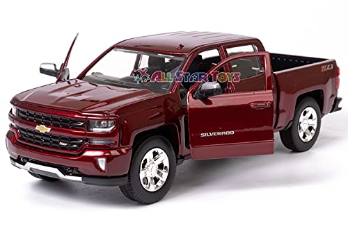 Motor Max 2017 Chevy Silverado 1500 LT Z71 Crew Cab Pick-Up Truck, Candy Red 79348/16D - 1/24 Scale Diecast Model Toy Car but NO Box