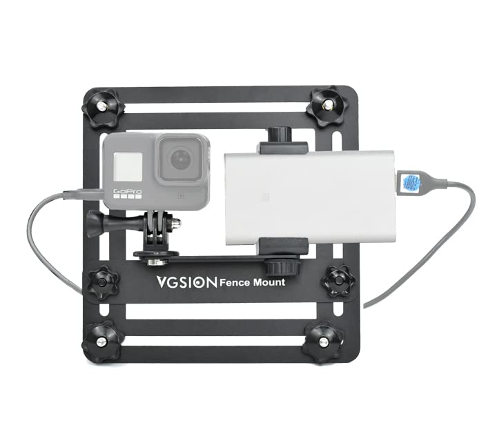 vgsion Baseball Fence Mount for Action Camera and Cellphone Support Charging When Recording, Compatible with GoPro Hero 10, Hero 9, Hero 8, Hero 7, iPhone, Samsung Galaxy