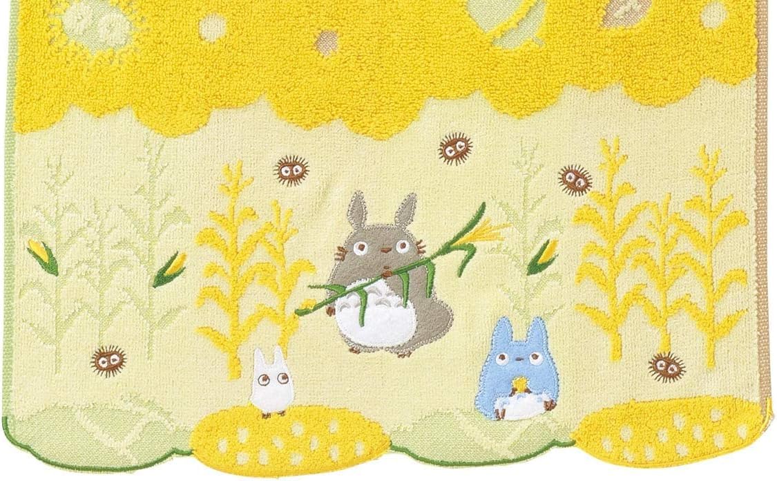 Marushin Cotton Face Towel 34×75cm, Studio Ghibli My Neighbor Totoro, Yellow, Embroided, from Japan 1005035500