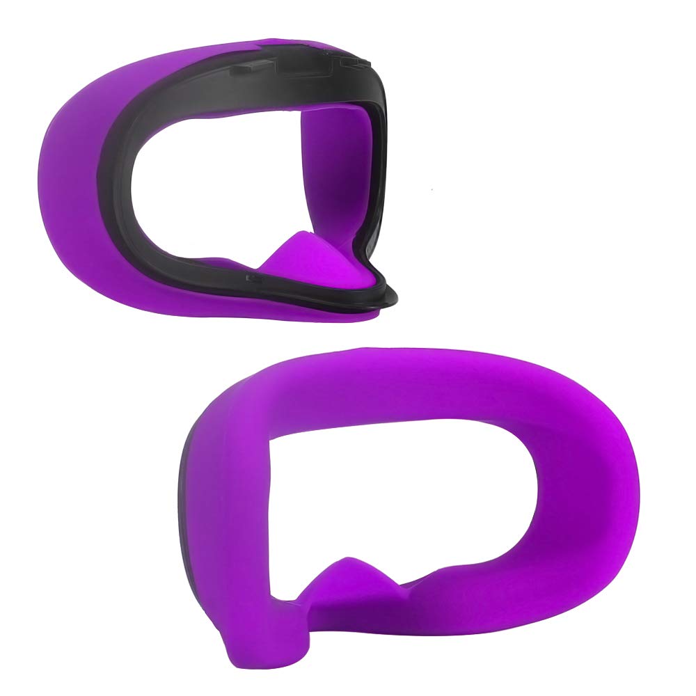 MASiKEN 3Pcs Silicone Face Eye Cover for Oculus Quest, Premium Face Cushion & Face Mask Pads Sweat Guard Washable (Purple+Blue+Yellow)