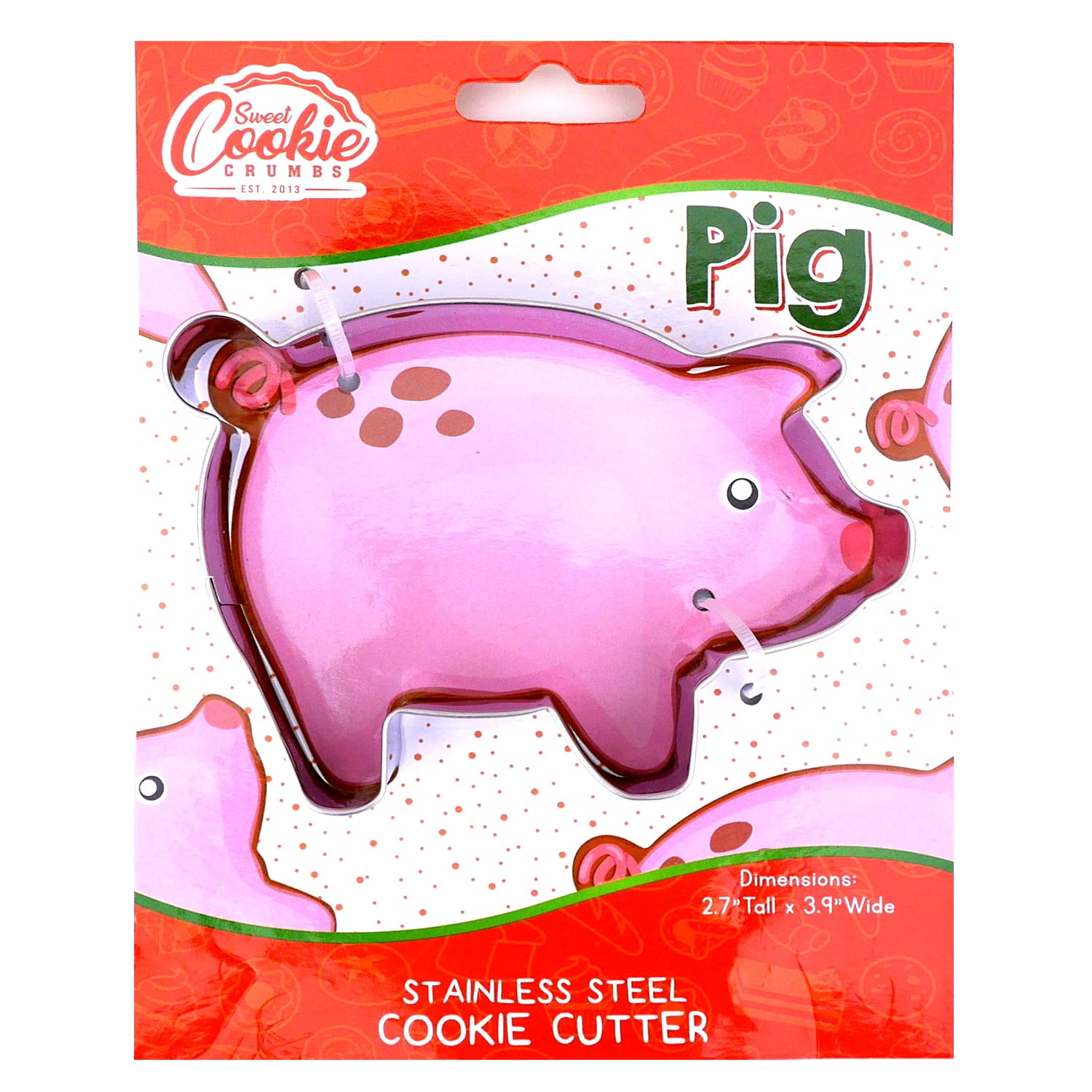 Pig Stainless Steel, Dishwasher Safe, Premium Stainless Steel Cookie Cutter, Food Grade, 1" Deep