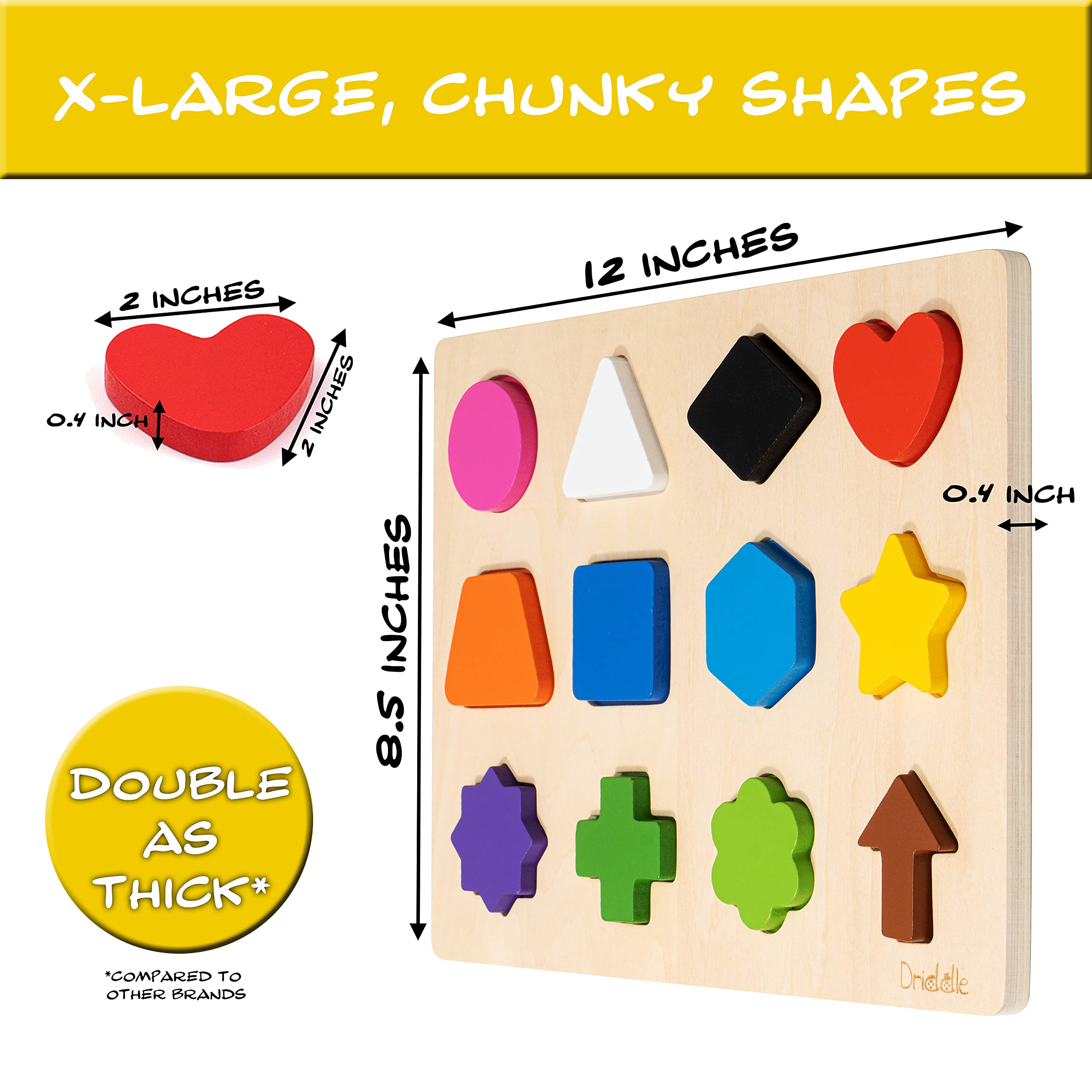 Magnetic Wooden Educational Shape Puzzle - Learn Colors & Shape Recognition Toy β Toddler Preschool Game β Kids Montessori Education