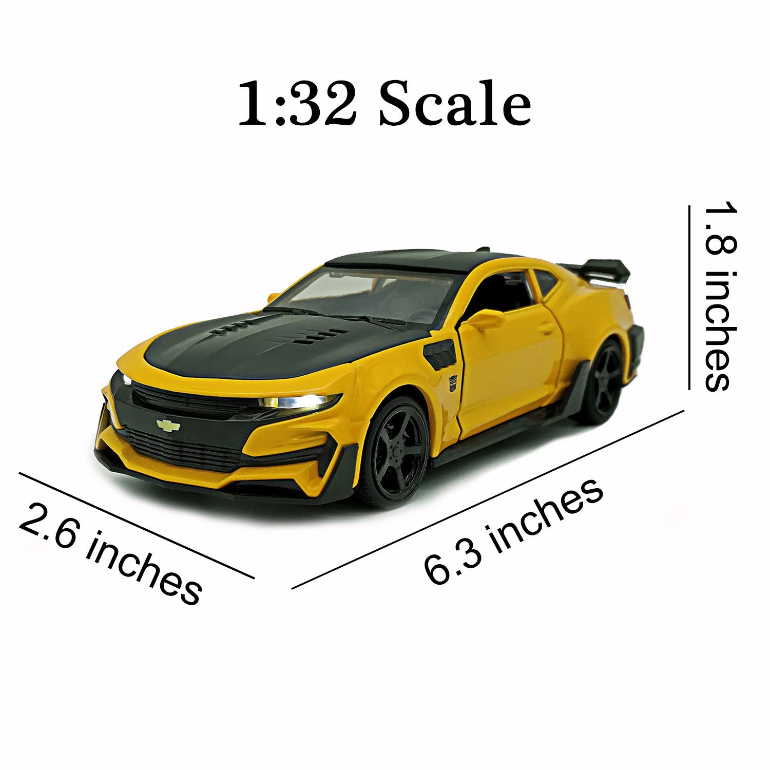 Lmoy Pull Back Diecast Vehicles Toys ,Transformers Camaro 1/32 Scale Car Collection Model with Light and Sound for 3 4 5 6 Years Old Boys and Girls (Orange)