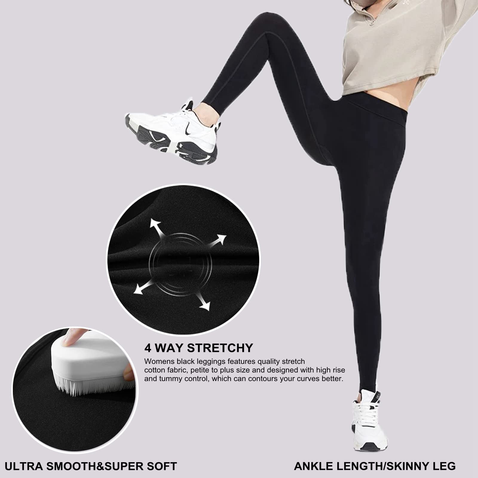rosyclo High Waisted Leggings for Women Soft Tummy Control Yoga Pants with Pockets Non See Through Stretch Workout Pants