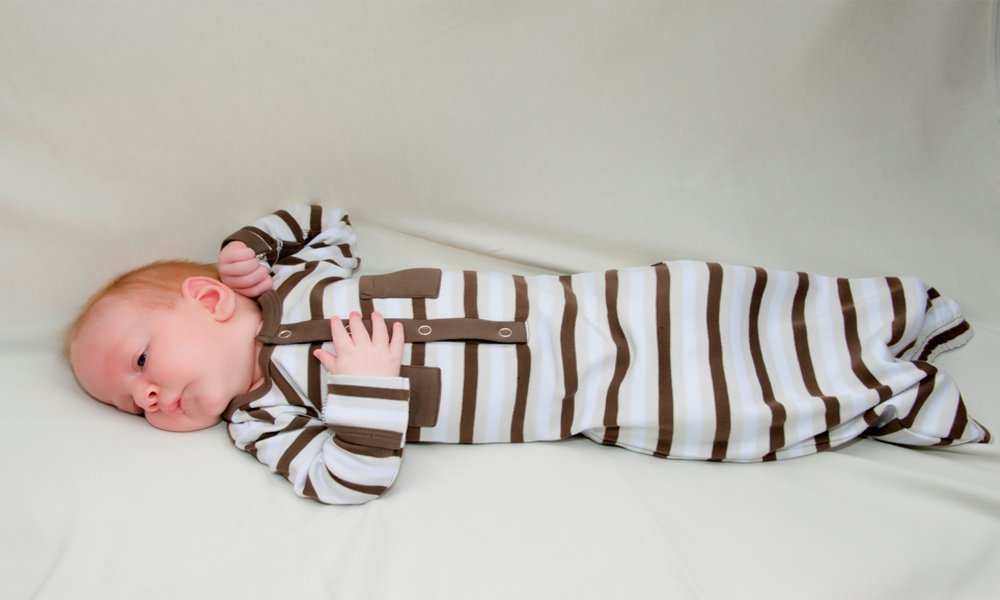 L'ovedbaby Unisex-Baby Organic Cotton Gown, Bark Stripe, 0/3 Months