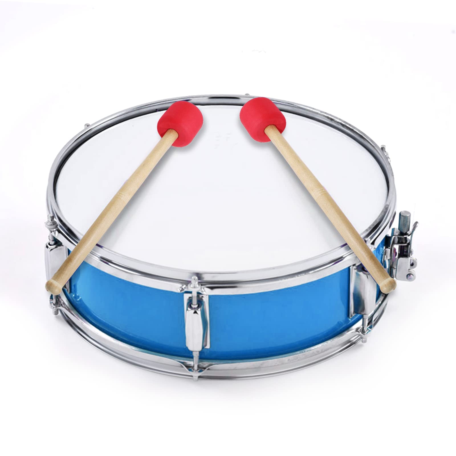 Murtenze 2Pack 12.8" Bass Drum Mallet Drum Stick, Wool Felt Head Mallets Percussion Instrument Band Accessory (Red)
