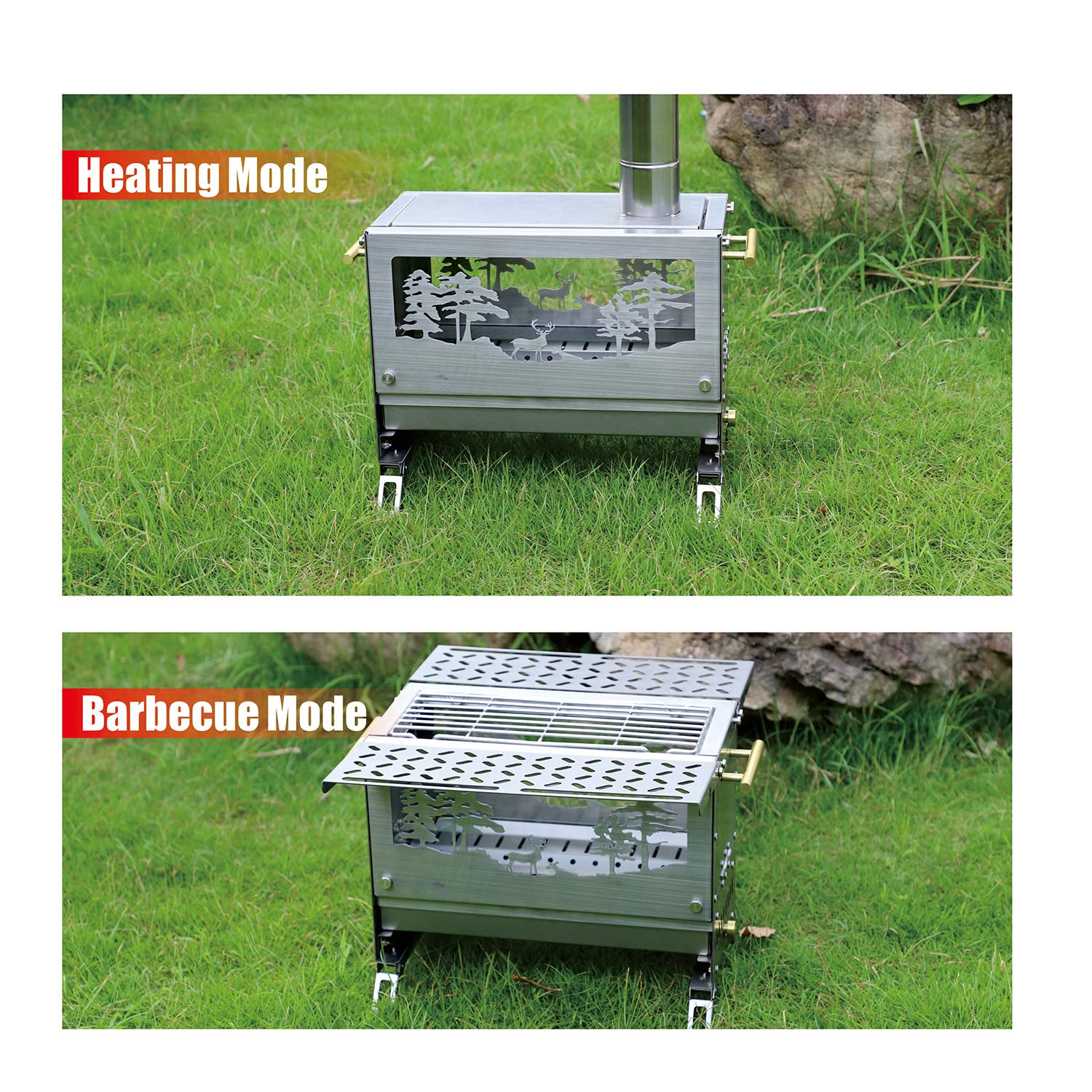 Portable Wood Burning Stove Stainless Steel Stove for Camping Hunting Portable Mobile Kitchenette Includes 6ft Plumbing