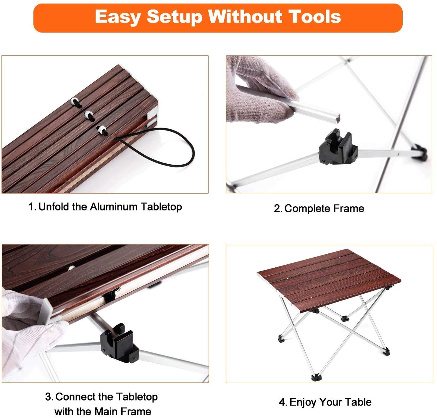 Ledeak Camping Folding Table, Portable Lightweight Foldable Compact Small Roll up Table with Carry Bag, Perfect for Outdoor, Camping, Picnic, Beach, Hiking, Easy to Install & Clean