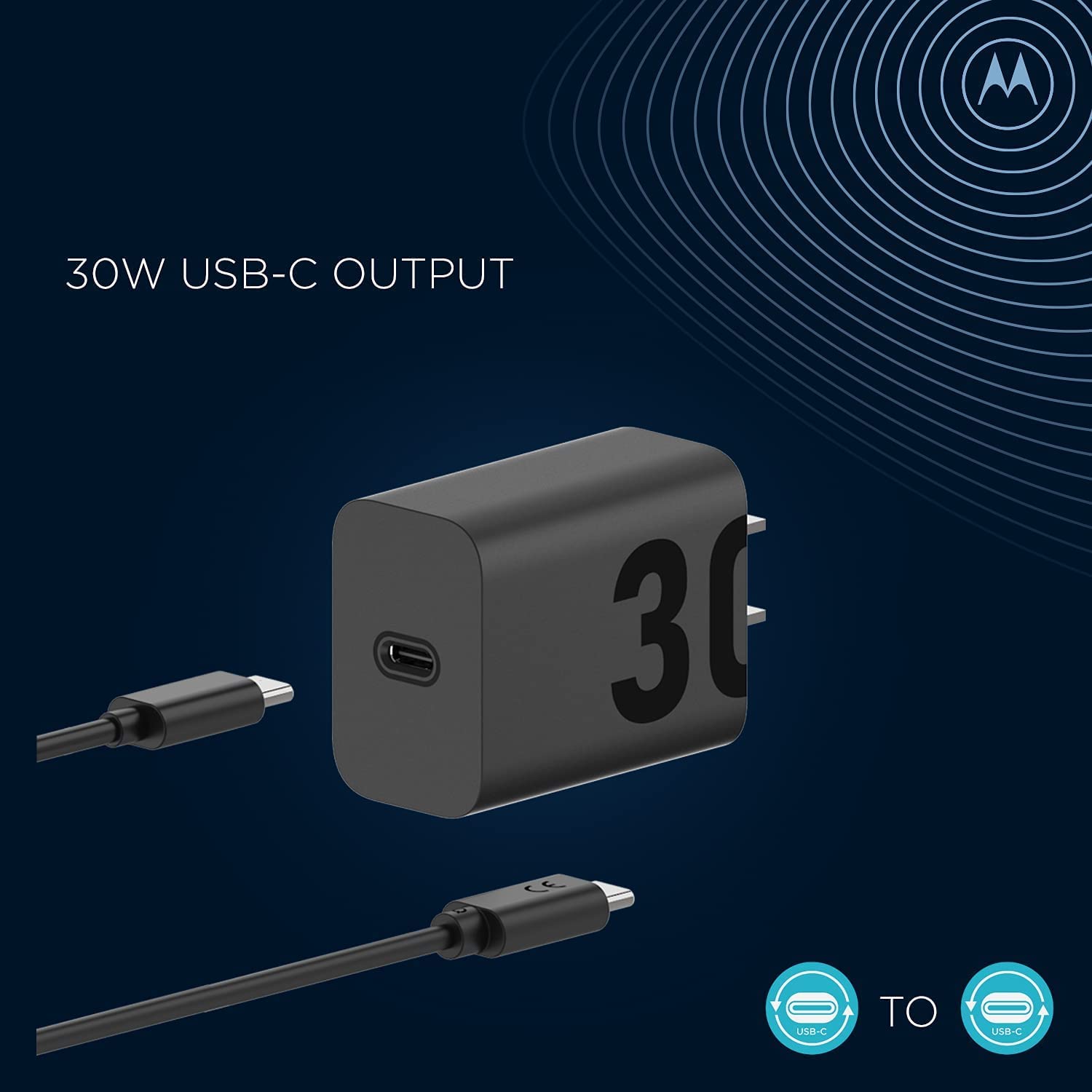 Motorola TurboPower 30 USB-C Charger with 1m USB-C to USB-C Cable for Moto G Power 5G (2024), Motorola Edge 5G UW, Edge+ (2022/2023), Edge Plus 5G UW (2022), Razr+ (2023), ThinkPhone by Motorola
