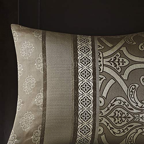 Madison Park - MPE10-796 Essentials Zara 16 Piece Jacquard Complete Bedding 2 Sheet Sets, King, Brown