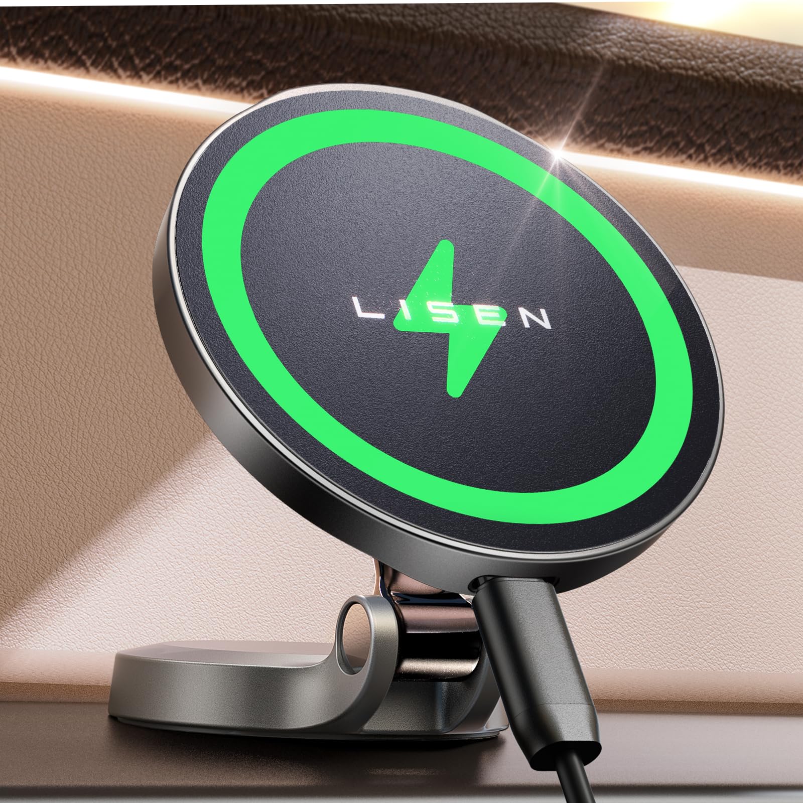 LISEN Magnetic Car Phone Holder for 6 Strong Magnets, 360 Rotatable, Fits 4.7-7.0in Phones, Universal Compatibility