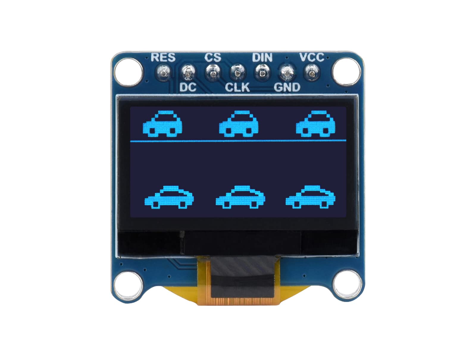 waveshare 0.96inch OLED Display Module for Raspberry Pi/Arduino/STM32, 128×64 Pixels Screen, Blue Display Color, 4-Wire SPI / I2C Communication Interfaces, 3.3V / 5V
