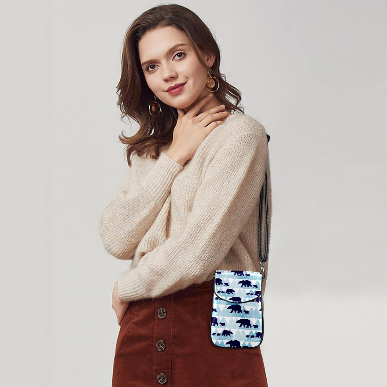 Small Crossbody Bag Polar Bear Cell Phone Purse Wallet
