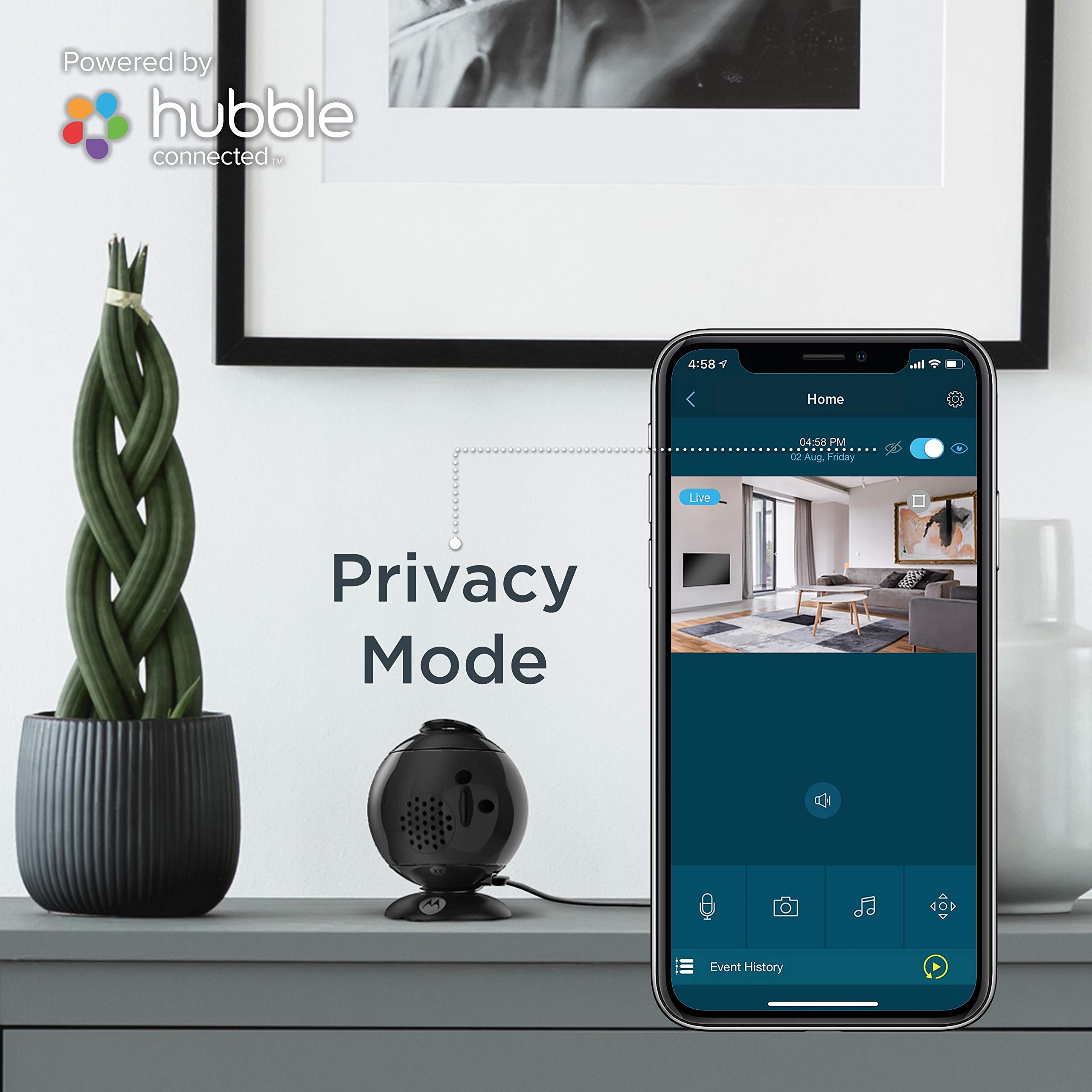 Motorola Focus89 Wireless Indoor Camera for Home – Security Surveillance System with Sound and Motion Detection, Remote Pan, Digital Zoom, Two-Way Talk – 1080p Video, Night Vision, Black
