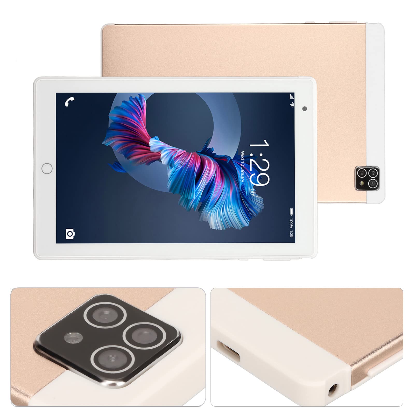 Naroote HD Tablet, Dual SIM Dual Standby Octa Core CPU 4GB RAM 64GB ROM 100‑240V 8 Inch Tablet 1920x1200 for Travel (US Plug)