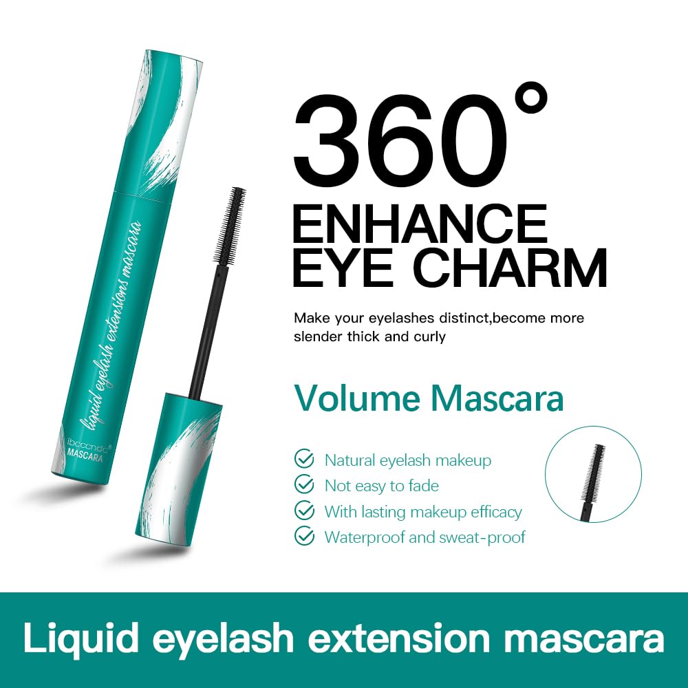 Mascara Black Volume and Length - Waterproof, Smudge-proof, No Flaking or Clumping, Liquid Lash Extension Brown Mascara for Stunning Eyes (Black)