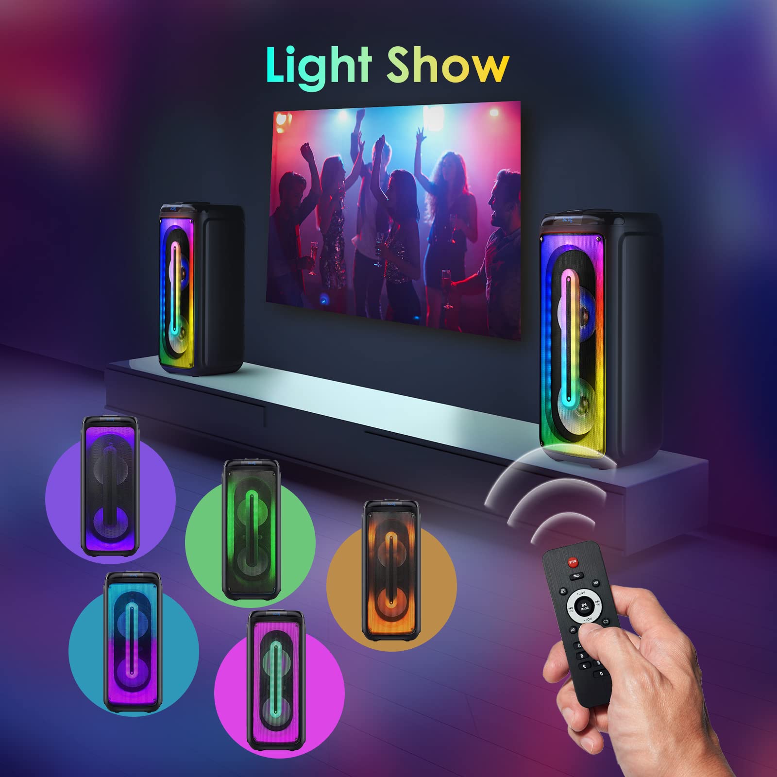 Portable Karaoke Machine for Adults Kids, Dual8”Subwoofer PA Machines Bluetooth 5.0 Karaoke Speaker System with DJ Light for Outdoor Party, EQKK005