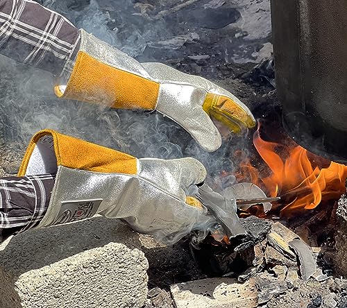 SpecxArmor® Graywolf® Kevlar Aluminized Heat Resistant Welding Glove/Large/1472°F │Fire Gloves│Kevlar Gloves│High Heat Gloves │Foundry Gloves │