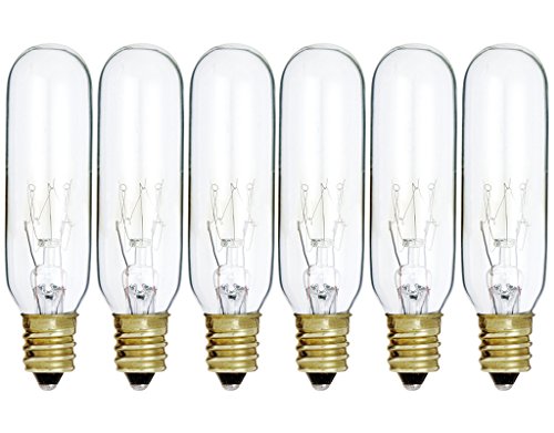 KOR (Pack of 6) 15T6/CL - 15 Watt T6 Clear Tubular - 120V - Candelabra (E12) Base - Incandescent Light Bulb