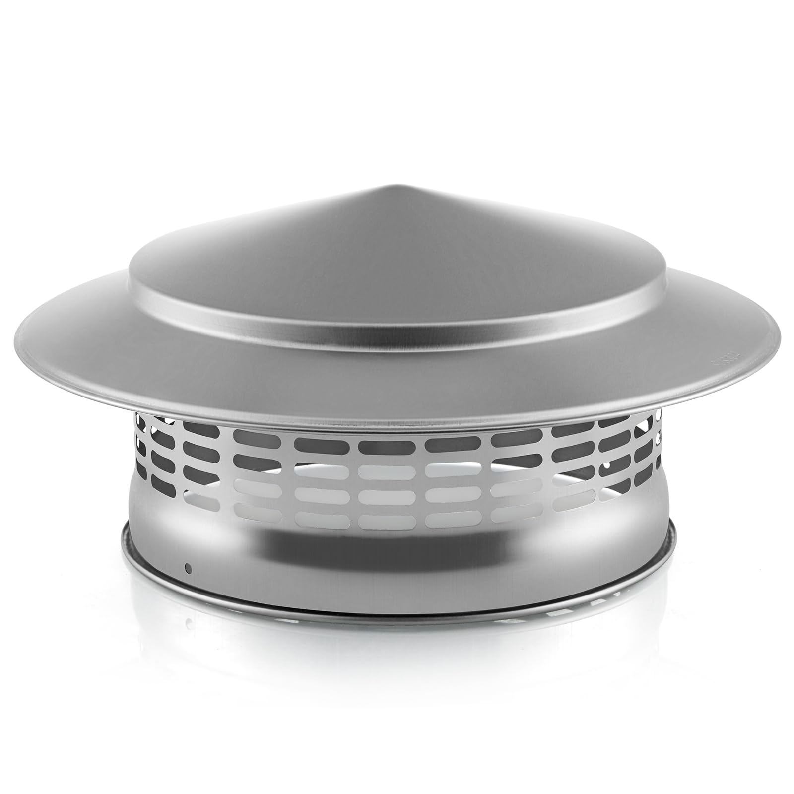 Singvon 8" Round Chimney Cap, 304 Stainless Steel Chimney Cover with Screen, Stove Pipe Chimney Cap, Silver