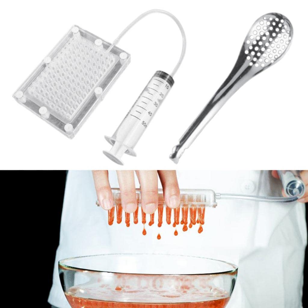 Prettyia Professional Molecular Gastronomy Caviar Maker Gourmet Dispenser Caviar Filter Spherification Dropper with Tube & Spoon Tools