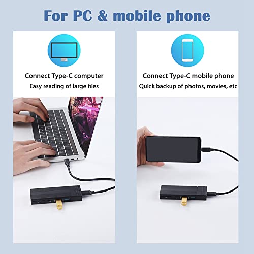 Viupolsor 2 in 1 Type C to M.2 NGFF NVME to USB3.0 3.2 10G SSD Enclosure Solid State Drive Box+HUB