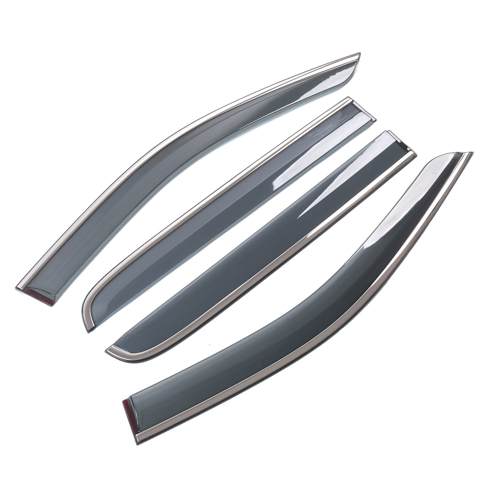 powoq Fit 2019-2022 Ford Ranger Window Visor Tape-on Vent Deflectors Side Window Deflector for 2019 2020 2021 2022 Ford Ranger SuperCrew Accessories, with Silver Strip