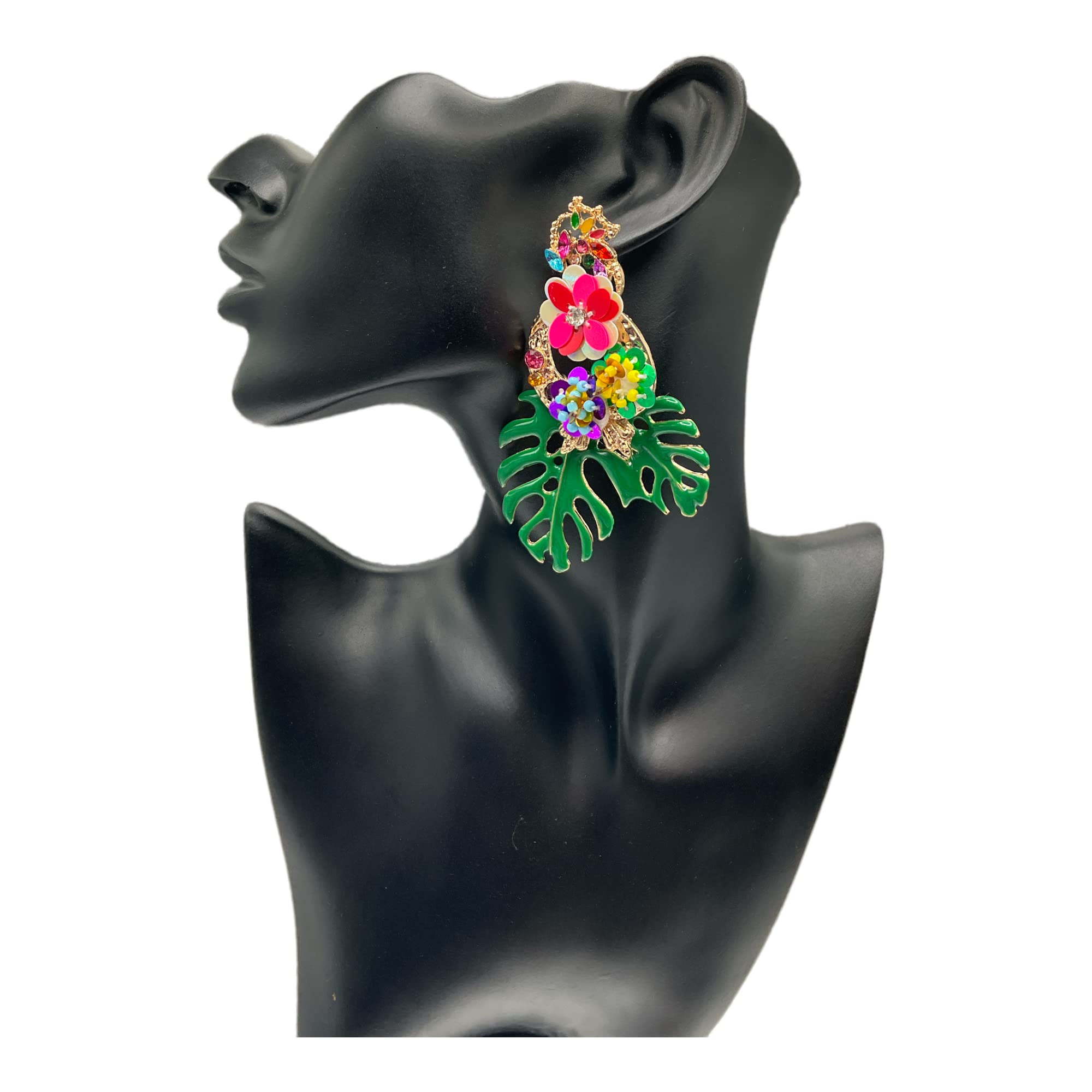 Safari Fun Summer/Fall Leaf Drop Multicolor Vacation Women Girls Glamorous Design Earring (Black)