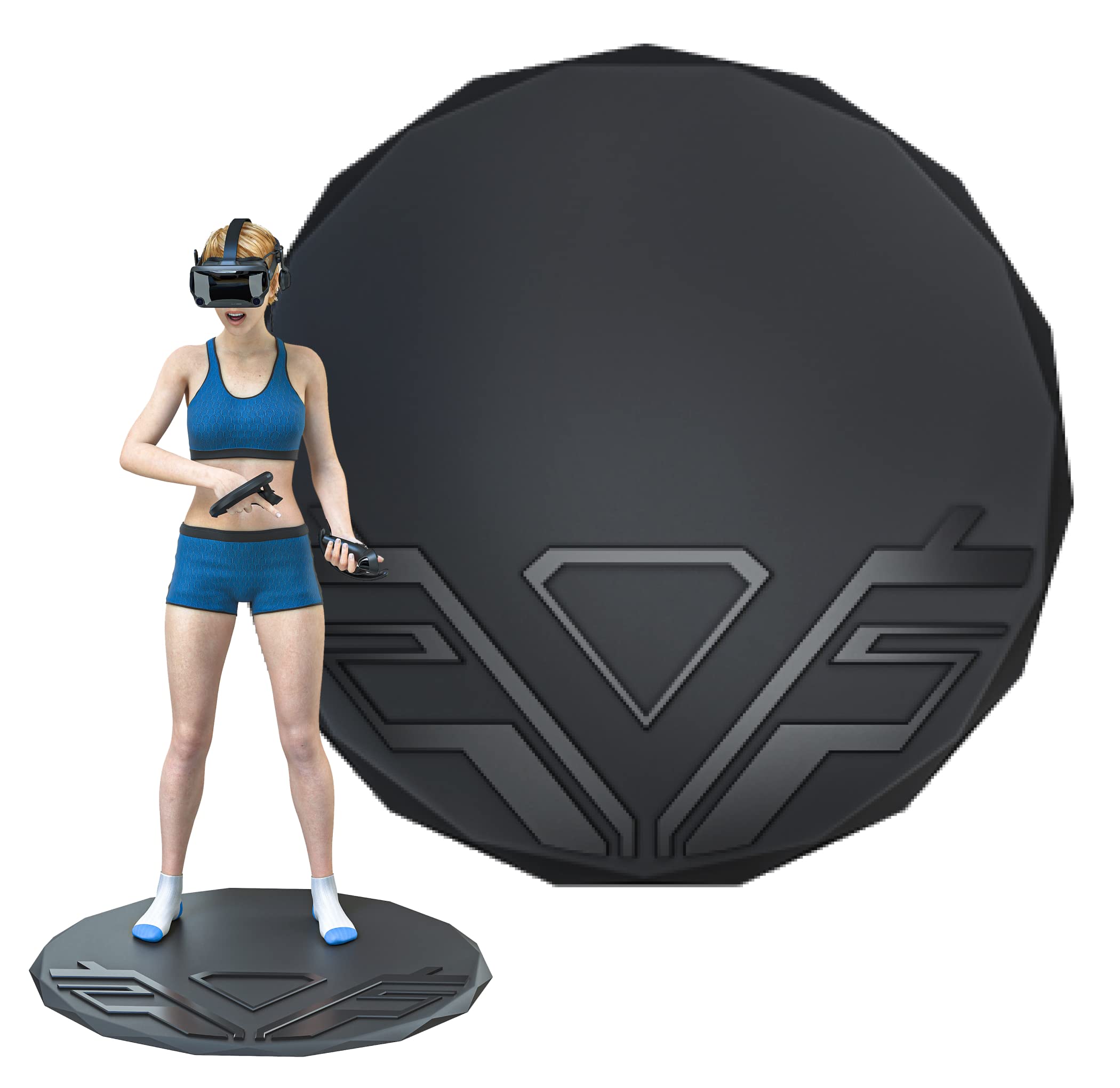 Skywin VR Tracker Belt, and Strap + VR Mat Round + VR Glass Stand Bundle Compatible for HTC Vive Systems (1 Belt, 2 Hand Straps, 1 Mat, 1 Glass Stand)