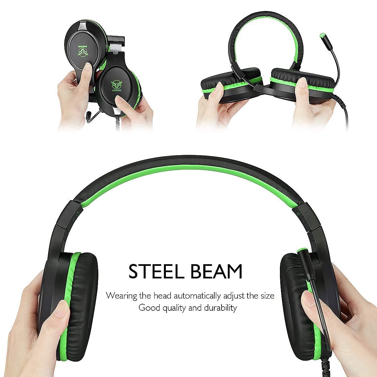 Masacegon Gaming Headset for PC,Gaming Headphone Compatible with Xboxone,PS4,Nintendo Switch,3.5mm Over-Ear Headphones with Noise Canceling Feature